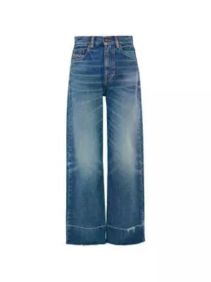 Chloé Faded Frayed-hem Bootcut Jeans - Blue
