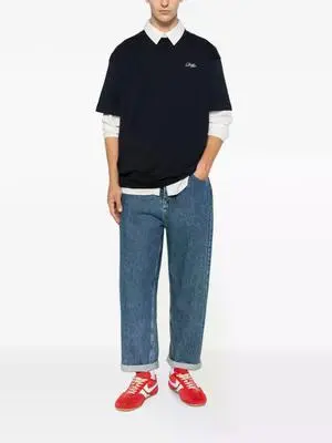 Drole De Monsieur Logo-embroidered T-shirt - Blue