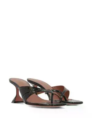 Amina Muaddi Croc-effect Martini-heel Sandals - Brown