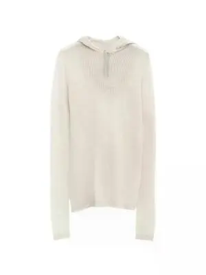 Rick Owens Ribbed Hoodie - Neutrals