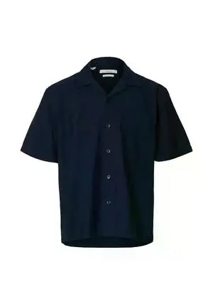 SELECTED Short-sleeve Camp-collar Shirt - Blue
