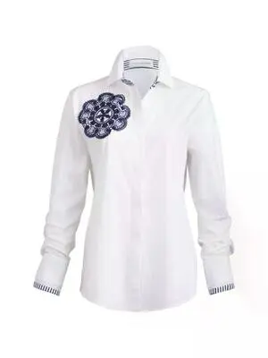 Silvia Tcherassi Karis Lace Appliqué Shirt - White