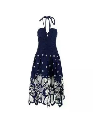Farm Rio Embroidered Cut-out Midi Dress