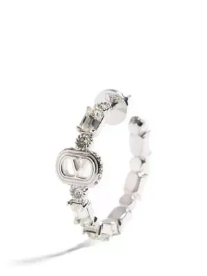 Valentino Garavani Oval Metal Earrings With Swarovski Crystals - Silver