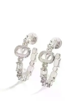 Valentino Garavani Oval Metal Earrings With Swarovski Crystals - Silver