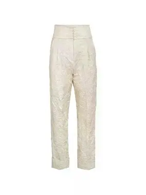 Silvia Tcherassi Off- Crinkled Cropped Trousers - White