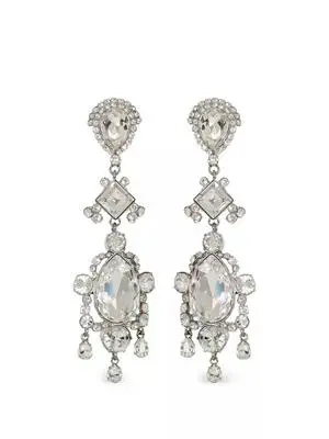 Balmain Brass And Crystal Pendant Earrings - Silver