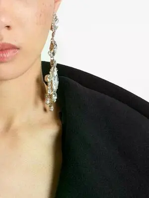Balmain Brass And Crystal Pendant Earrings