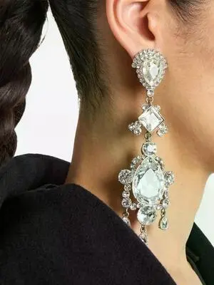 Balmain Brass And Crystal Pendant Earrings