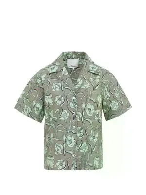 3.1 Phillip Lim Short Sleeve Floral Print Shirt - Brown