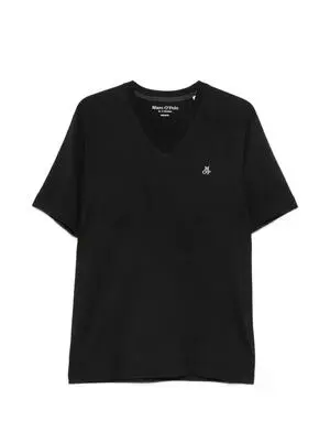 Marc O'polo Logo-embroidered V-neck T-shirt - Black