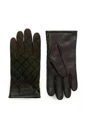 Barbour Quilted Leather Gloves - Brown
