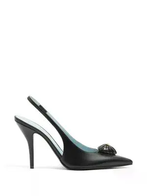 Valentino Garavani Coeur Royal Slingback Pumps In Kidskin 75mm - Black