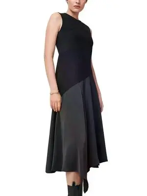 ALLSAINTS Pia Asymmetric Ribbed-knit Dress - Black