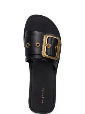 ALLSAINTS Ella Buckle Leather Slides