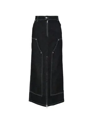 MSGM Contrast-stitch Denim Skirt - Blue