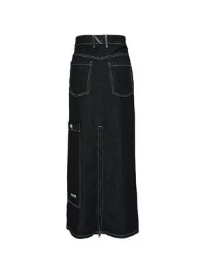 MSGM Contrast-stitch Denim Skirt