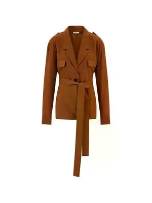 FERRAGAMO Virgin Wool Deconstructed Blazer - Brown