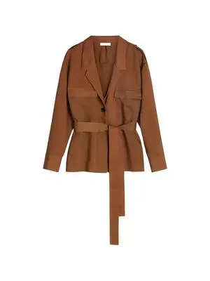 FERRAGAMO Virgin Wool Deconstructed Blazer - Brown