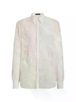 Dolce & Gabbana Martini Shirt In Embroidered Linen - Neutrals