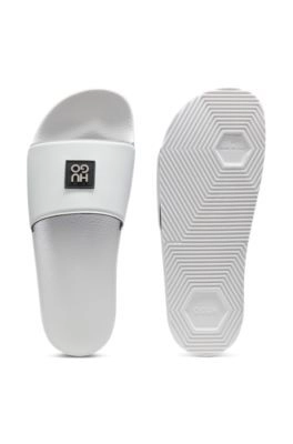 Hugo Slides With Stacked Logo Uppers - White