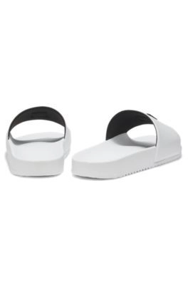 Hugo Slides With Stacked Logo Uppers - White