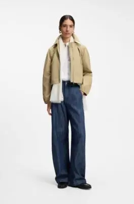 BOSS Lightweight Wool Scarf With Fringed Trims