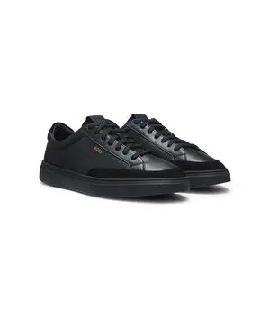 BOSS Leather Sneakers With Suede Trims - Black