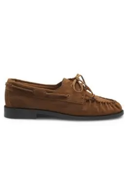 BOSS Suede Moccasins With Hand-stitched Apron Toe