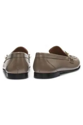 BOSS Leather Loafers With Chain Trim And Logo Detail