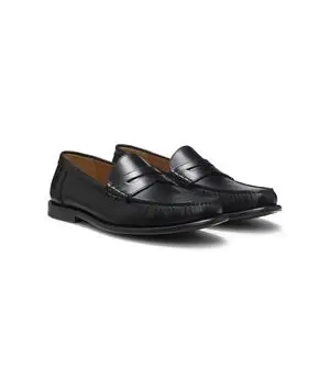BOSS Leather Moccasins With Penny Trim - Black
