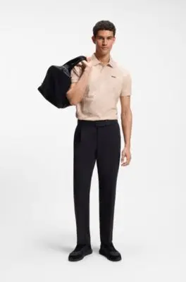 BOSS Regular-fit Cotton Knit Polo With 3d Jacquard Design