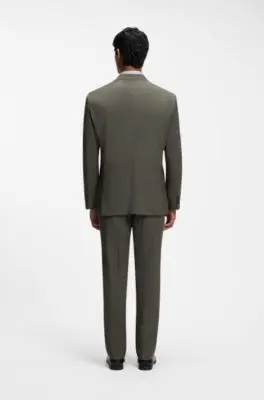 BOSS Two-piece Regular-fit Suit In Mélange Stretch Wool
