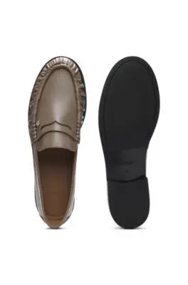 BOSS Leather Moccasins With Double B Monogram