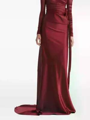 2310 STUDIO Satin Maxi Skirt - Red