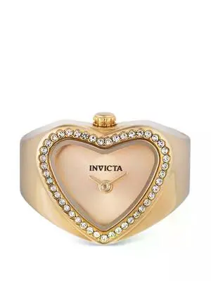 INVICTA Mini Heart-face Crystal-embellished 18mm Ring Watch - Gold