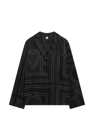 TOTEME Monogram Silk Pajama Top - Black