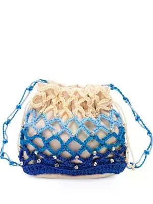 Rosantica Crystal-embellished Macramé Bag - Blue