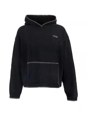 FOUND Stitched-border Distressed Hoodie - Black
