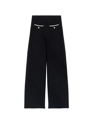 Maje Flared Trousers With Button Detail - Black