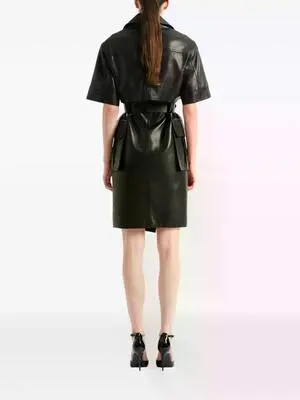 Balmain Belted Lambskin Leather Dress