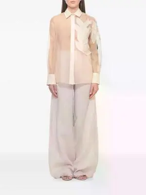 Antonelli Firenze Sheer Silk Shirt With Leaf Appliqu