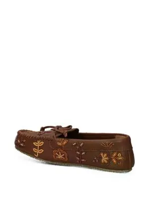 DE SIENA Arianna Bead-embellished Leather Loafers