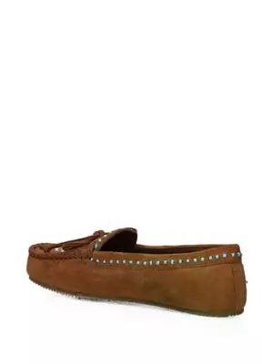 DE SIENA Bead-embellished Suede Loafers