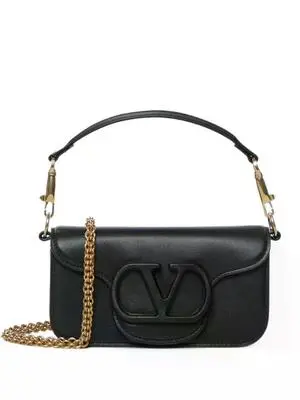 Valentino Garavani Vlogo Leather Shoulder Bag - Black