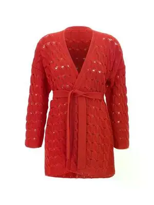 KANGRA Open-knit Belted Cardigan