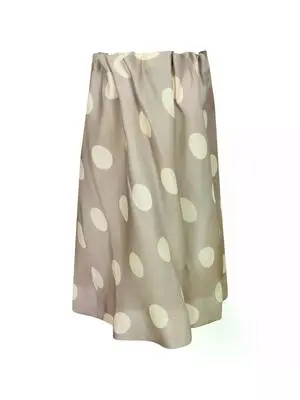 Khaite Polka Dot Gathered Midi Skirt - Grey