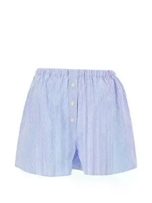 SPORTY & RICH Striped Cotton Shorts - Blue