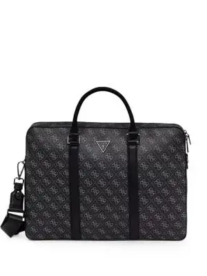 Guess Monogram Pattern Briefcase - Black