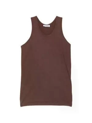 JIL SANDER Ribbed Knit Scoop Neck Vest - Brown